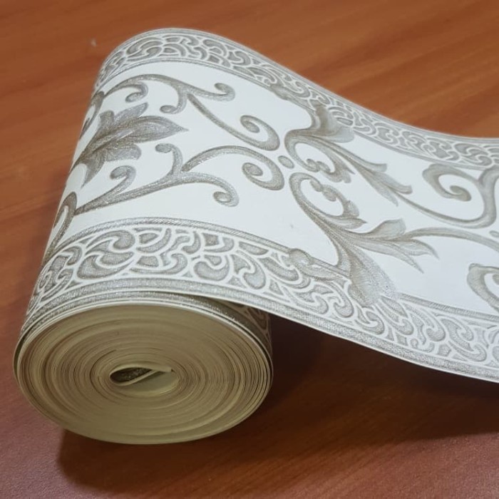 Jual WALLPAPER LIST BORDER WALLPAPER KLASIK PUTIH ABU2 15CM X 10M ...