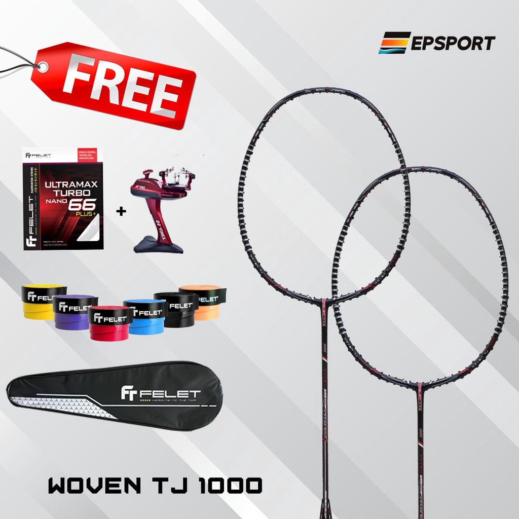 Jual RAKET BADMINTON FELET WOVEN TJ 1000 FREE COVER,GRIP,SENAR&PASANG ...