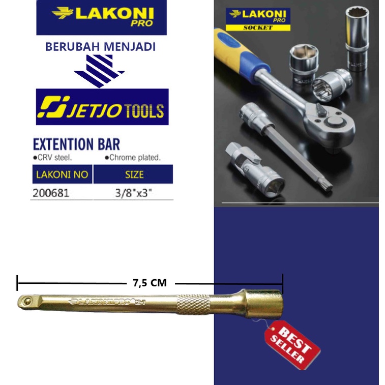 Jual Extention Bar 3/8"x3" LAKONI PRO / JETJO TOOLS 200681 | Shopee ...