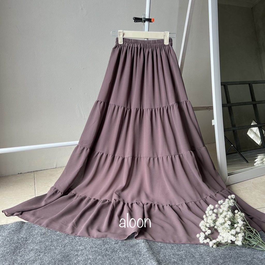 Jual Selia Rok Rempel Ceruty Babydoll Premium – Rok Susun Ruffle Maxi ...
