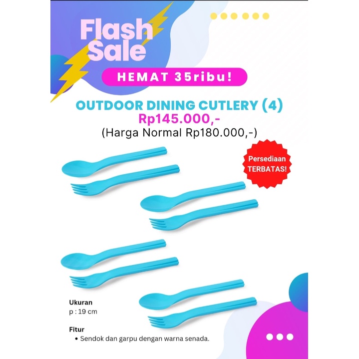 Jual TUPPERWARE OUTDOOR DINING CUTLERY (4 SET) - ALAT MAKAN SET ...