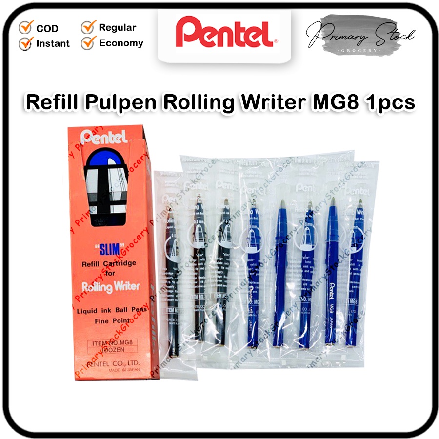 Jual Refill Pentel MG8 0.8 mm Isi Ulang MG 8 Rolling Writer 0.8mm Japan ...