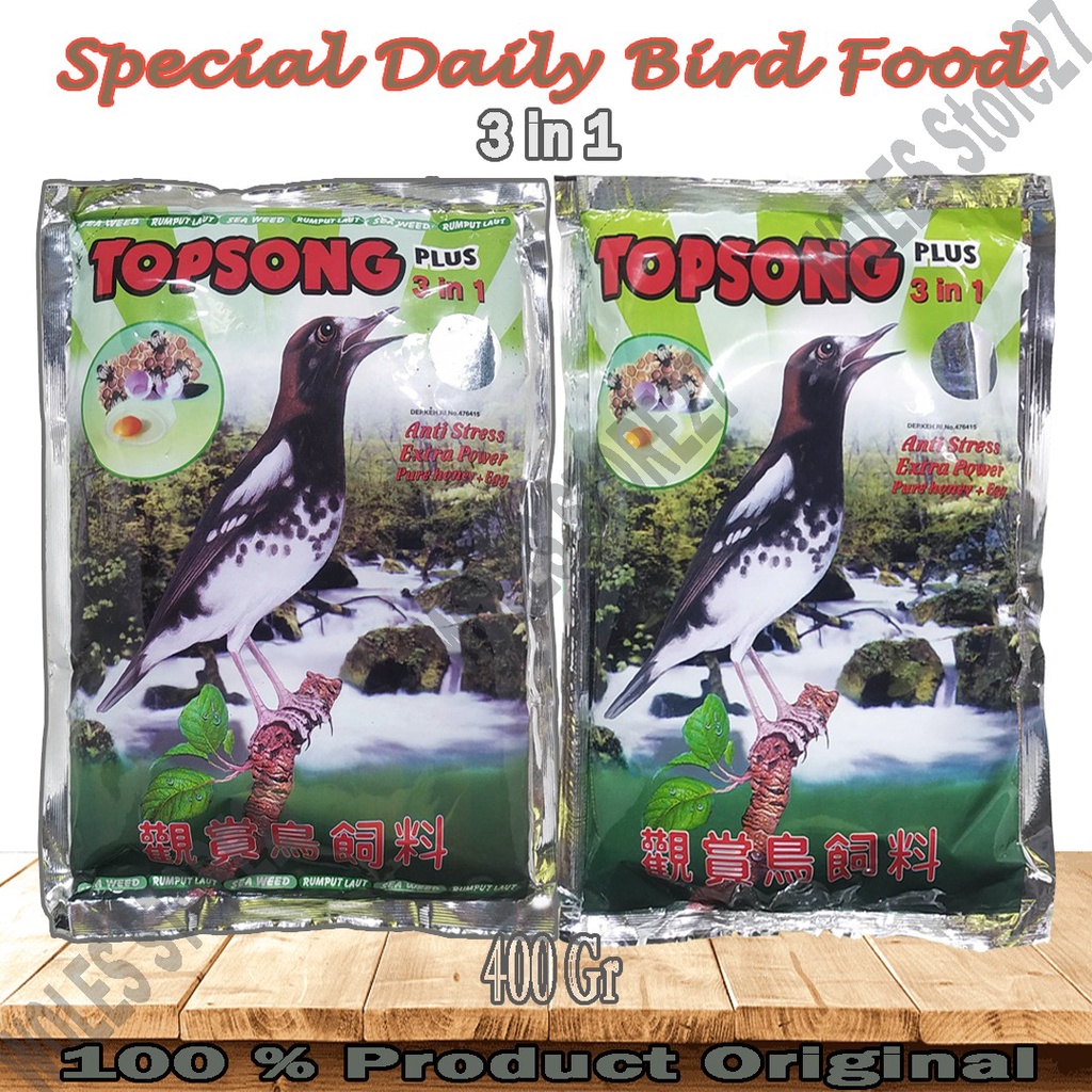 Jual Topsong Bird Food Plus 3 in 1 Voer Pelet Pakan Top Song Seaweed ...