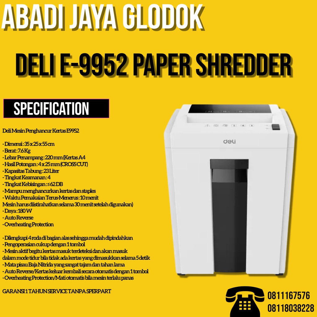 Jual DELI E-9952 PAPER SHREDDER | Shopee Indonesia