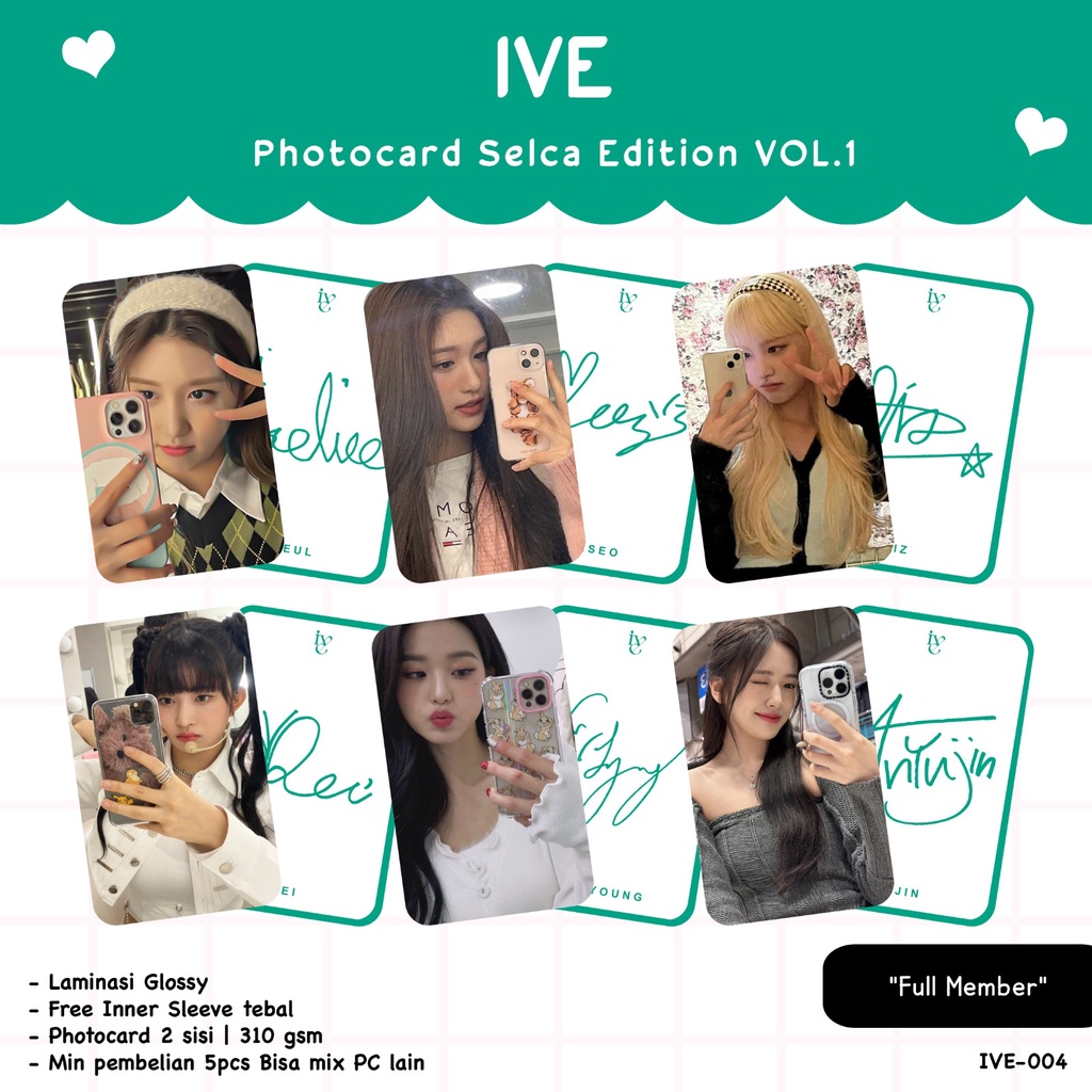 Jual PHOTOCARD IVE MIRROR SELFIE SELCA EDITION VOL.1 TANDA TANGAN MEMBER DEPAN BELAKANG GLOSSY ...