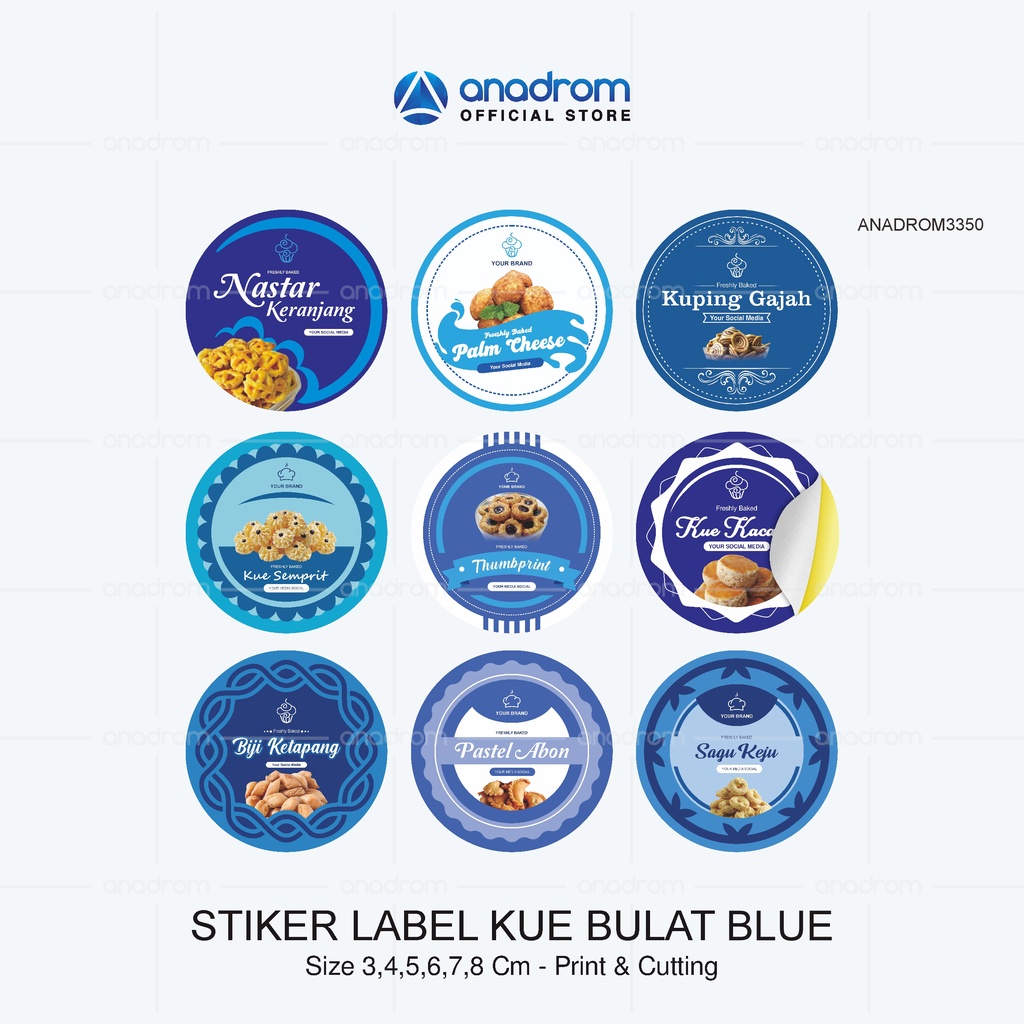 Jual Stiker Label Kue Bulat Blue | Sticker Label Kue Kering | Anadrom ...