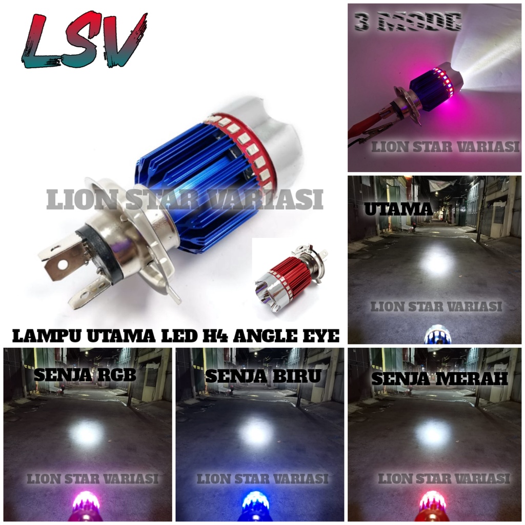 Jual LAMPU LED H4 BHOLAM 4 MATA LAMPU DEPAN MOTOR LED LASER H4 PLUS ANGEL | Shopee Indonesia