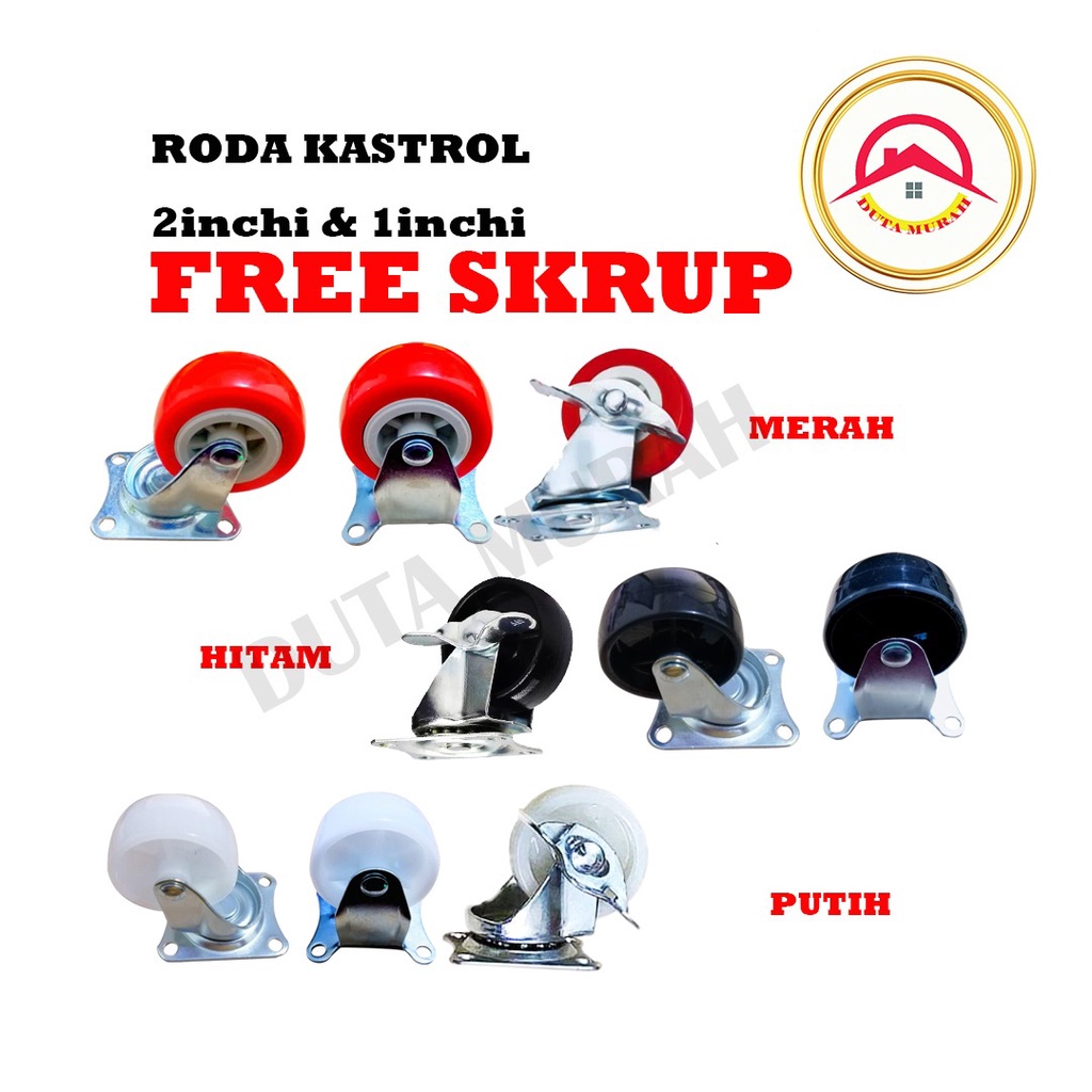 Jual Roda Kastor Plate Pvc Nylon Hidup 2 inch, Mati 2 inch dan Mati 1 ...