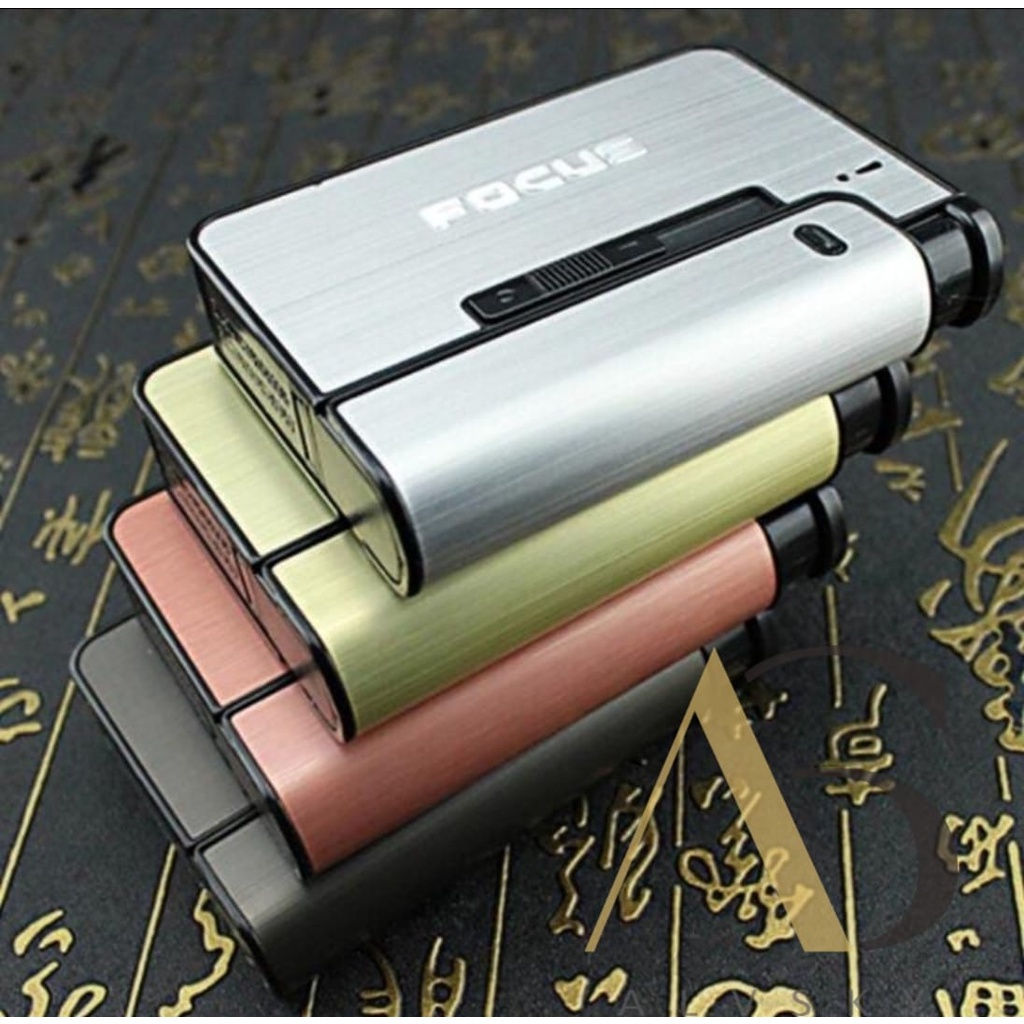 Jual KOTAK ROKOK FASHION METAL CASE WITH LIGHTER KOREK API SLOT ...