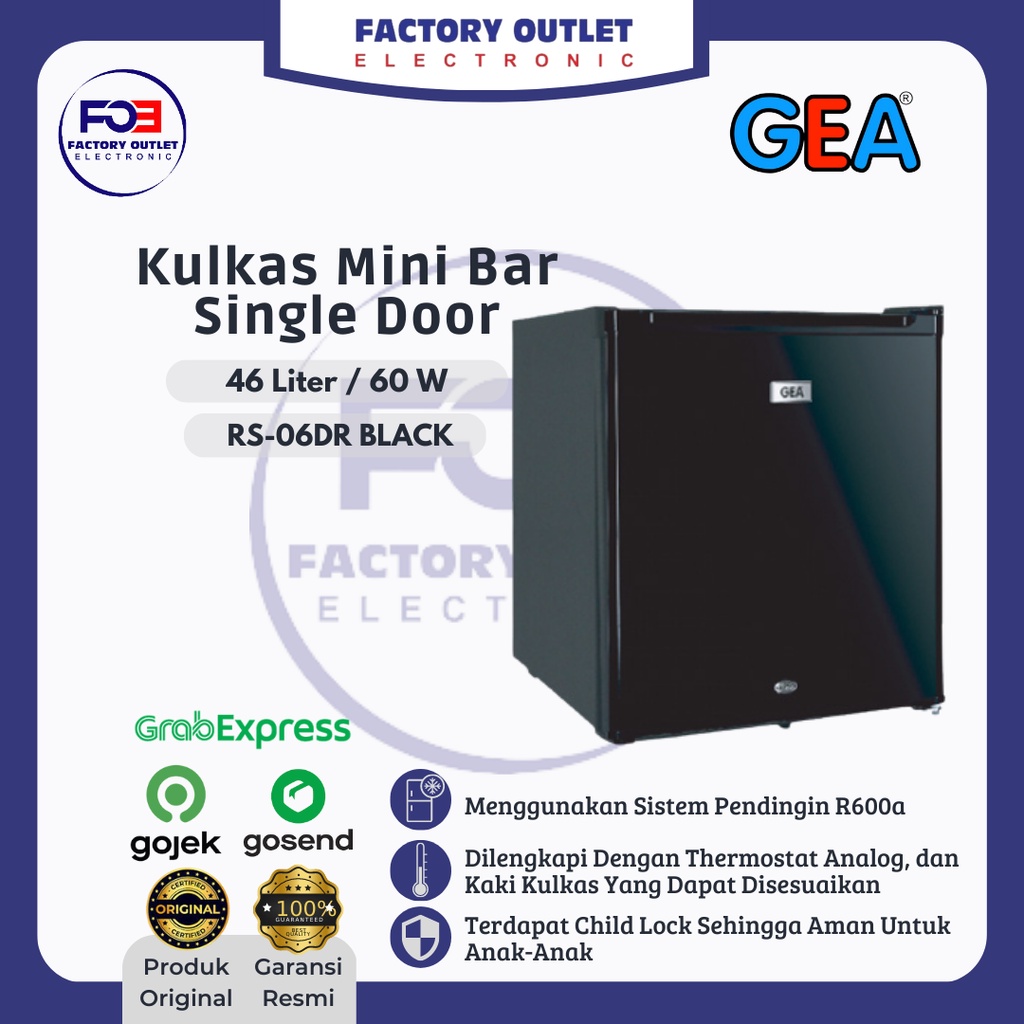 Jual GEA RS-06DR Kulkas Portable Mini Bar Soft Drink Cabinet Hitam Eks ...