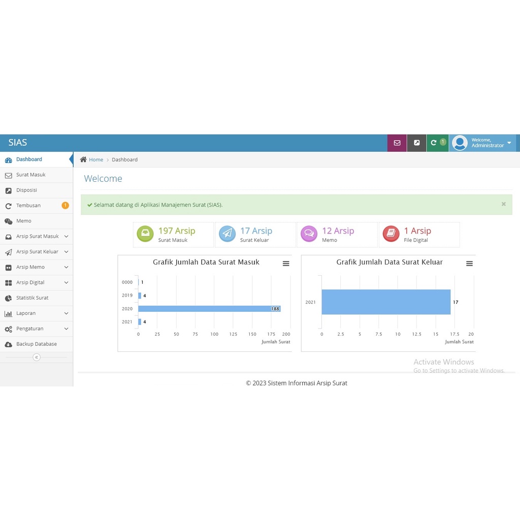 Jual Aplikasi Surat SIAS Versi Advanced : Sistem Informasi Arsip Surat ...