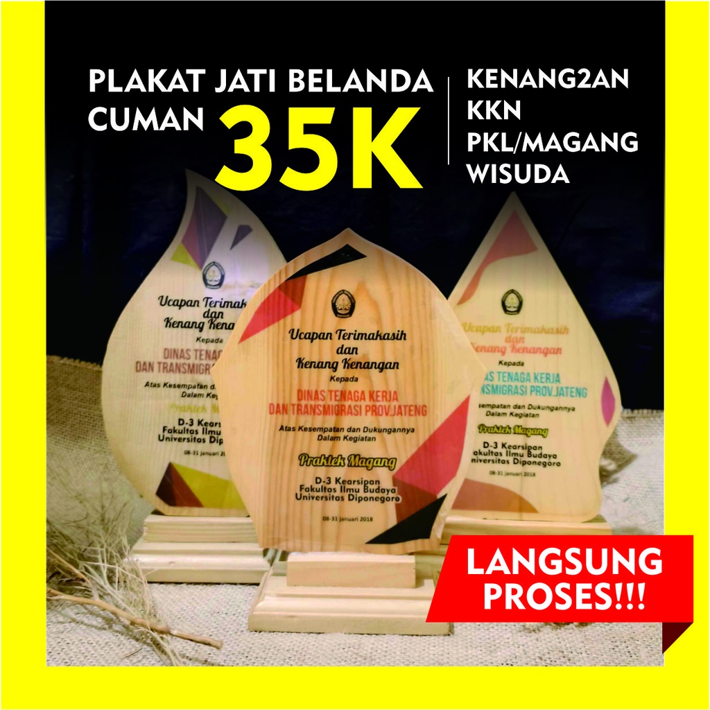 Jual PLAKAT KAYU PIAGAM KAYU VANDEL KAYU NATURAL PIALA KAYU SOUVENIR ...