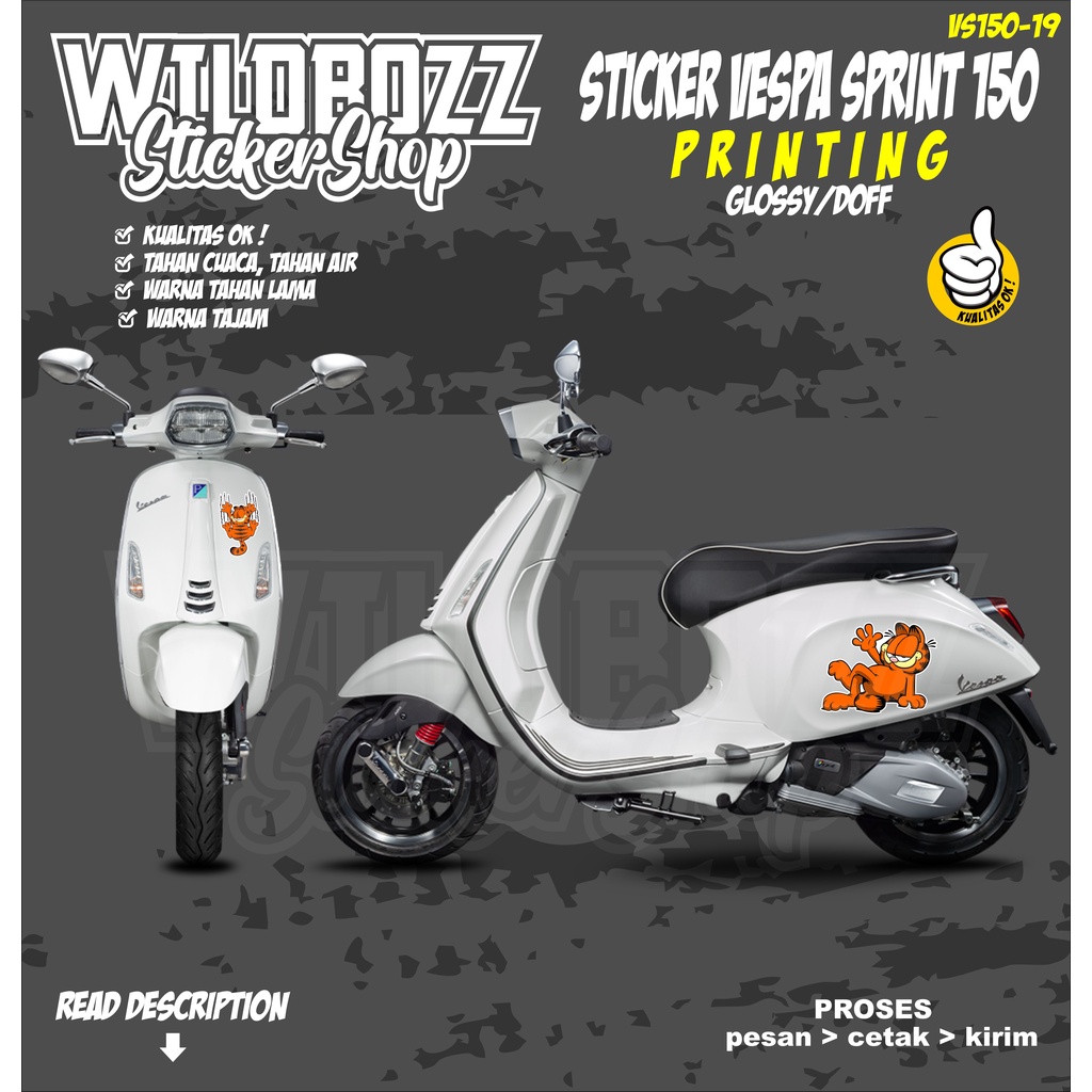Jual sticker vespa sprint 150 printing garfield (vs150-19) wildbozz ...