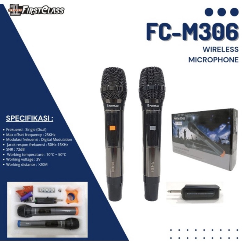 Jual Mik Wireless Firstclass M306 Mic dual free batrai | Microphone mic ...