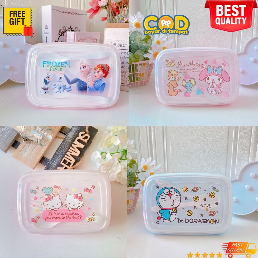 Jual LUNCH BOX TEMPAT KOTAK BEKAL MAKAN SET ANAK SEKOLAH TK PEREMPUAN LAKI LAKI KARAKTER ANTI ...