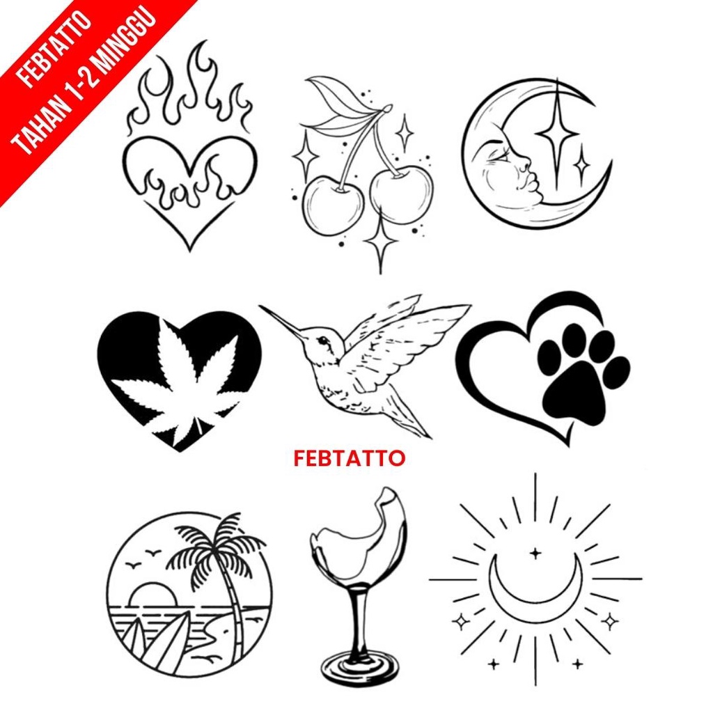 Jual Tato Basic Tahan 5-7 Hari Tato Temporer Love Api Buah Tato kecil ...