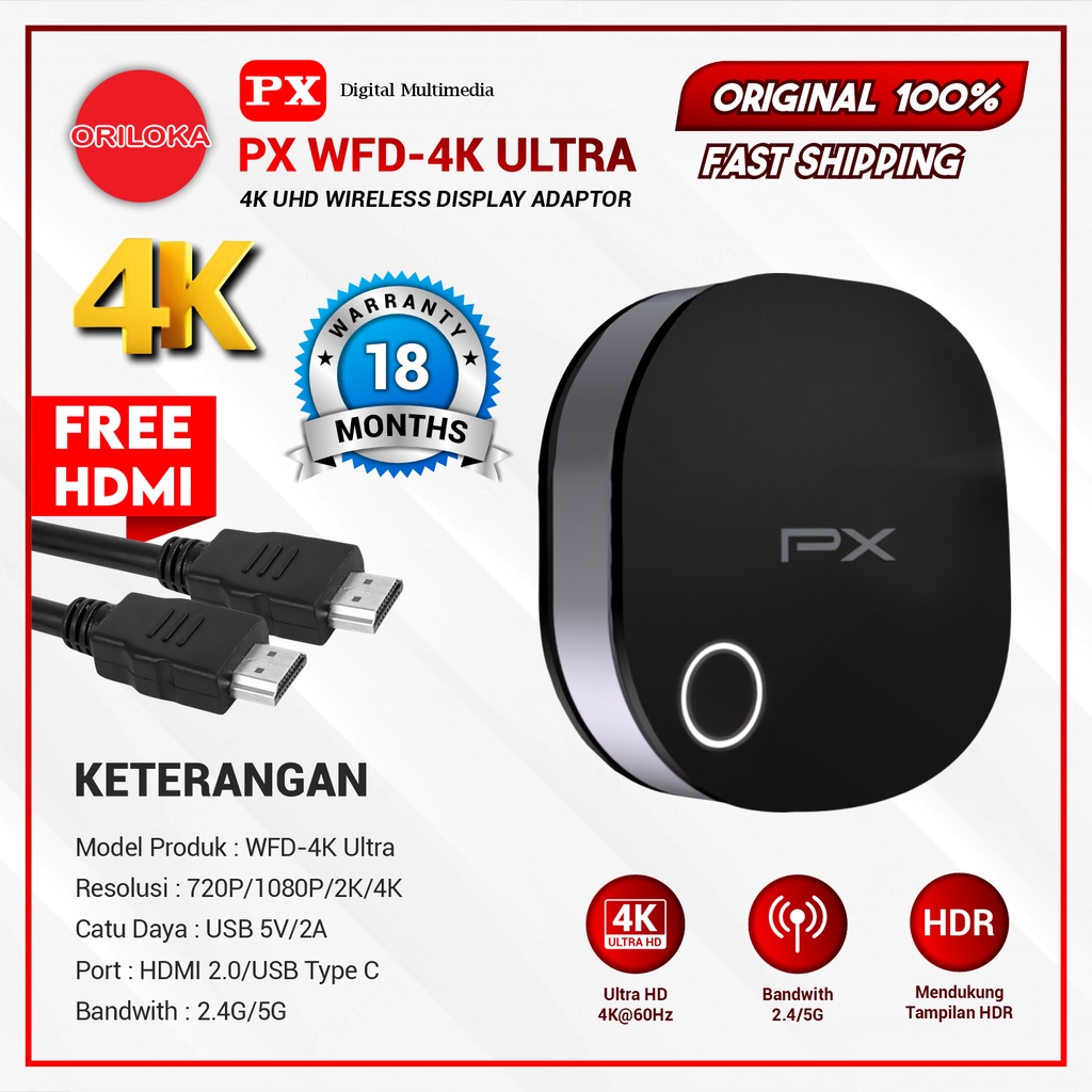 Jual PX WFD-4K ULTRA - HDMI Wireless Display Audio Video Receiver Extender - Resmi | Shopee ...