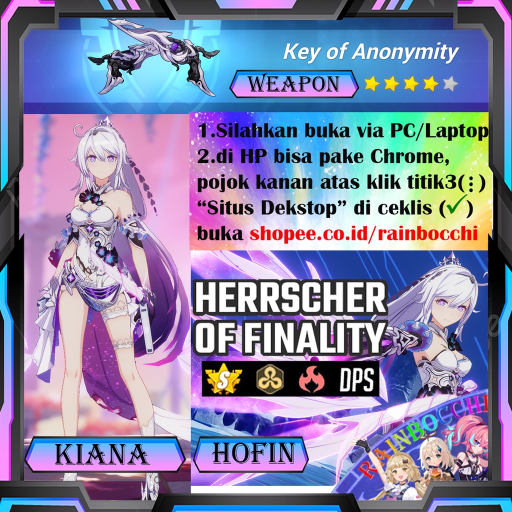 Jual HOFin Akun Hi3 Starter Kiana Herrscher of Finality | Shopee Indonesia