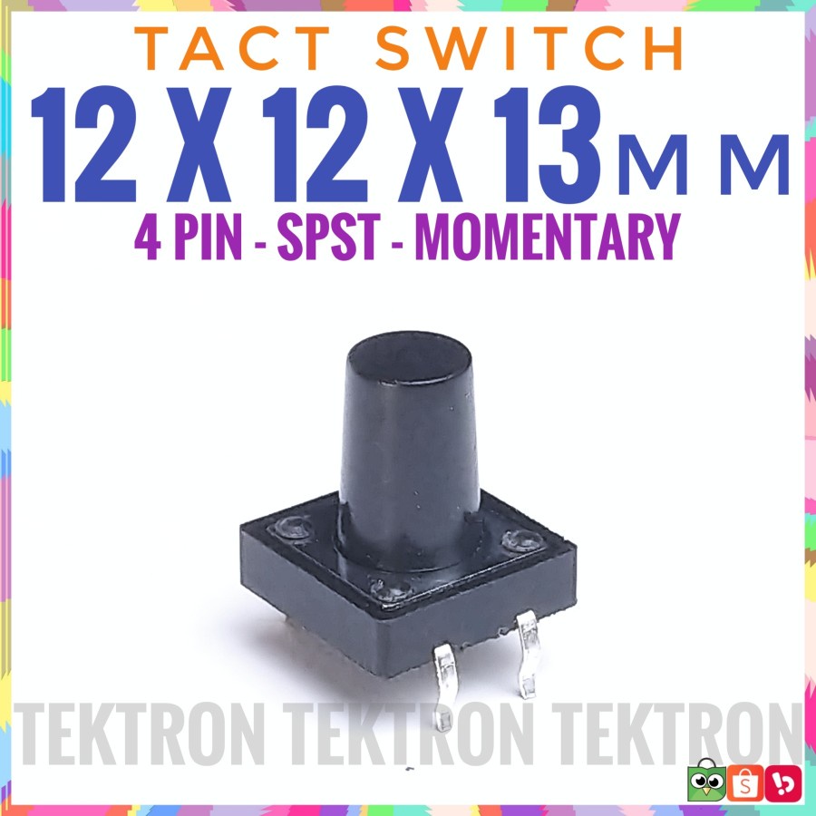 Jual Tact Switch 12x12x13mm Push ON Momentary 12mm 4pin Tactile SW ...