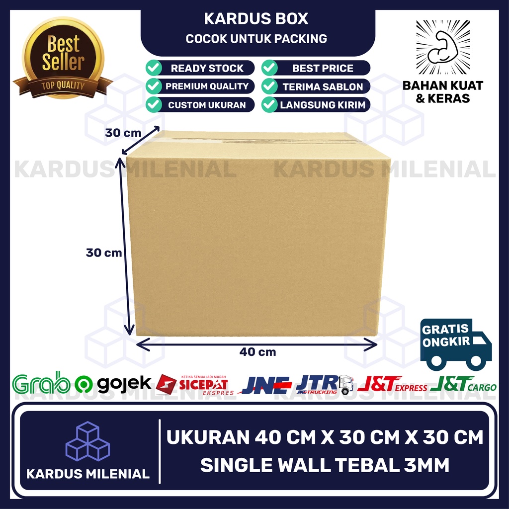 Jual Kardus box karton packing 40x30x30 | Shopee Indonesia