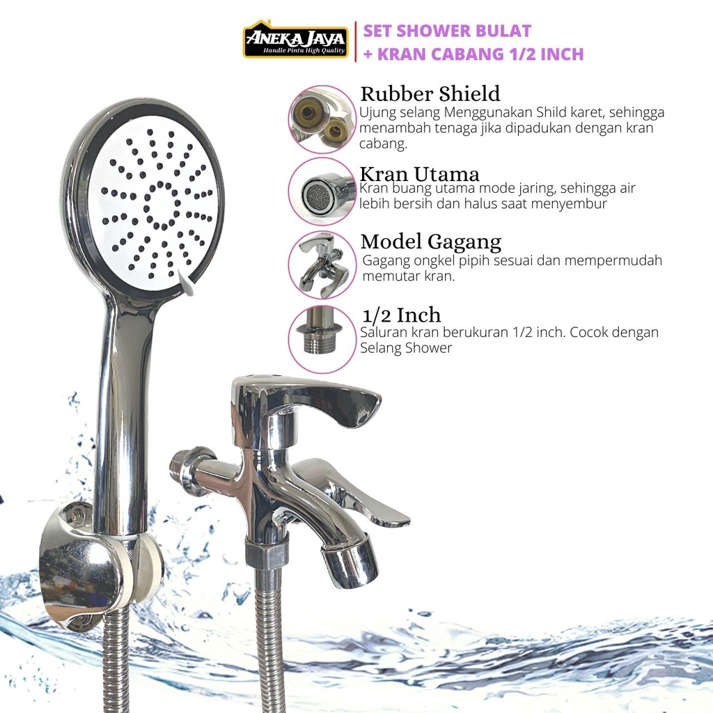 Jual Shower Mandi Set Dan Kran Cabang - 1/2 Inch Stainlees 5 Mode ...