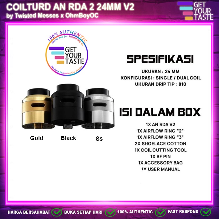 Jual Coilturd AN RDA 2 24MM V2 For Vaping Authentic | Shopee Indonesia