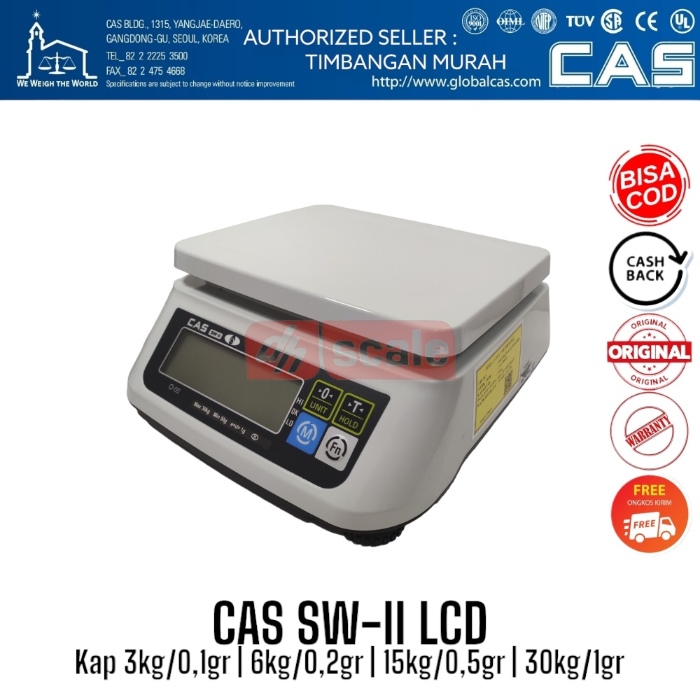Jual Timbangan Meja, Timbangan Digital Industri, Timbangan Walet, CAS SW ll kap 3kg - 30kg Made ...