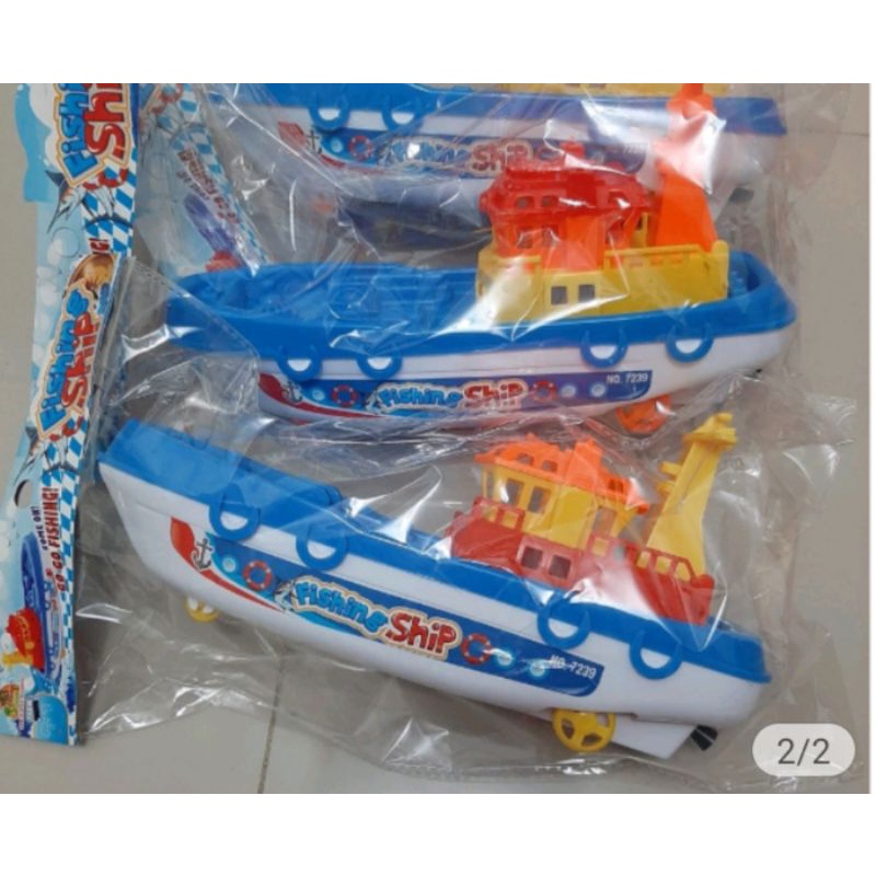 Jual mainan perahu fishing ship perahu full back tarik | Shopee Indonesia
