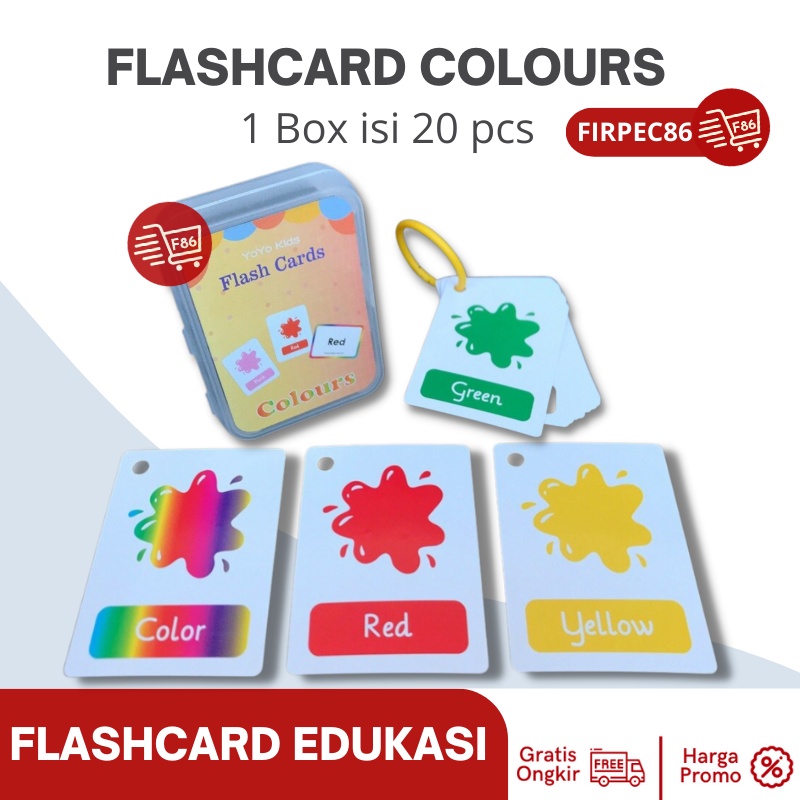 Jual F86 FLASHCARD ENGLISH ANAK PLUS KOTAK / Kartu pintar Balita ...