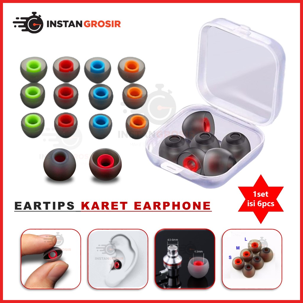 Jual Karet Earphone eartips silicon nyaman dipakai karet silikon eartip ...