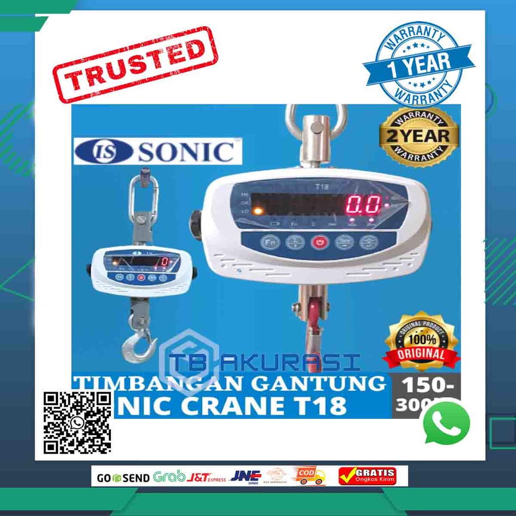 Jual carane scale 150kg 300kg / timbangan gantung digital Sonic T18 150kg 300kg New Original ...