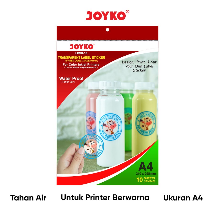 Jual Kertas Stiker Label Transparan Joyko LBSR-10 A4 / Transparent ...