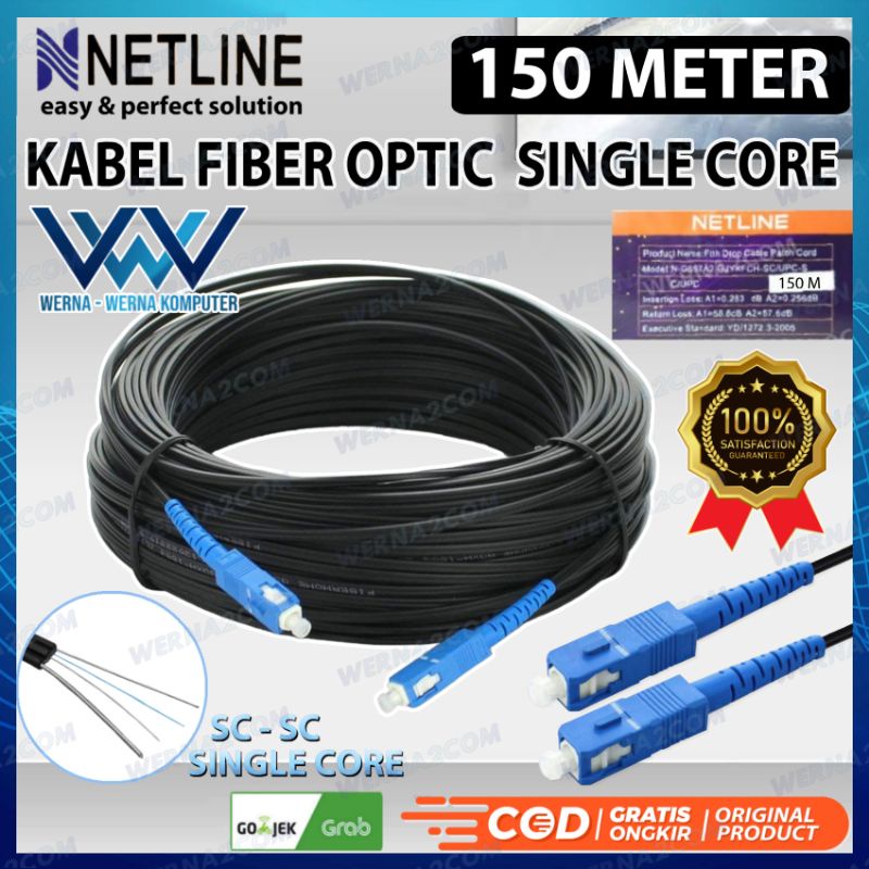 Jual Kabel FIBER OPTIC FO 150 Meter FTTH Single Mode SC-SC NETLINE ...