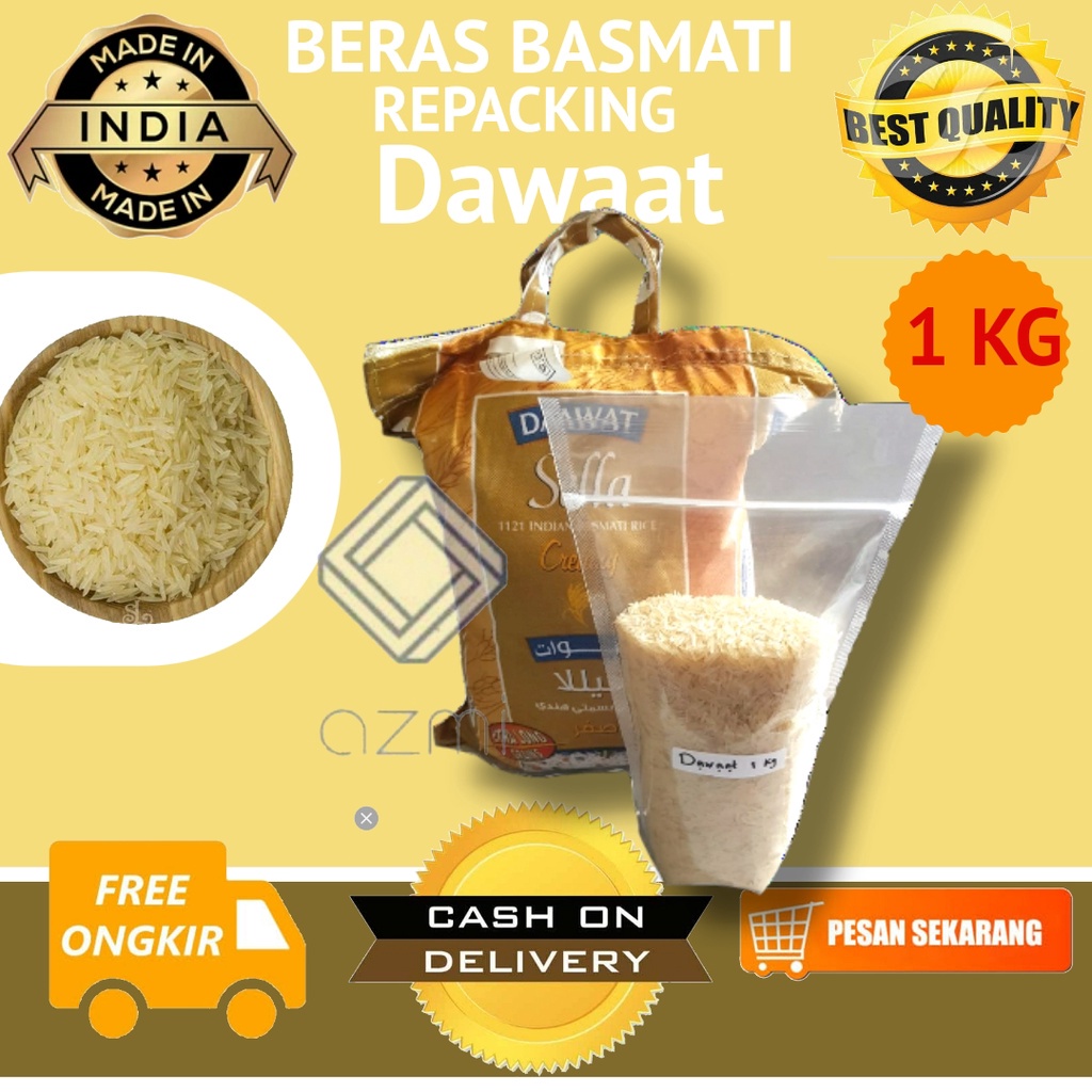 Jual Beras Basmati 1kg Repacking Premium Daawat LONG GRAIN original ...
