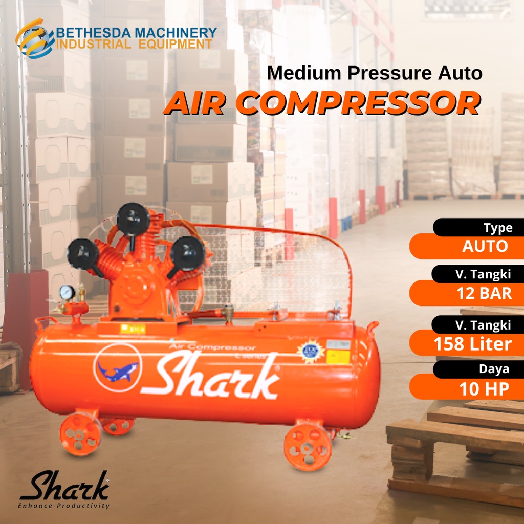 Jual Mesin Kompresor Angin Listrik 10 HP Shark Unloading Auto / Auto ...