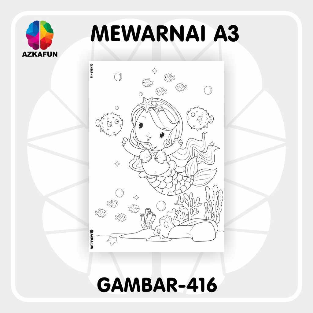 Jual Kertas Mewarnai A3 MERMAID - Mewarnai anak | Shopee Indonesia