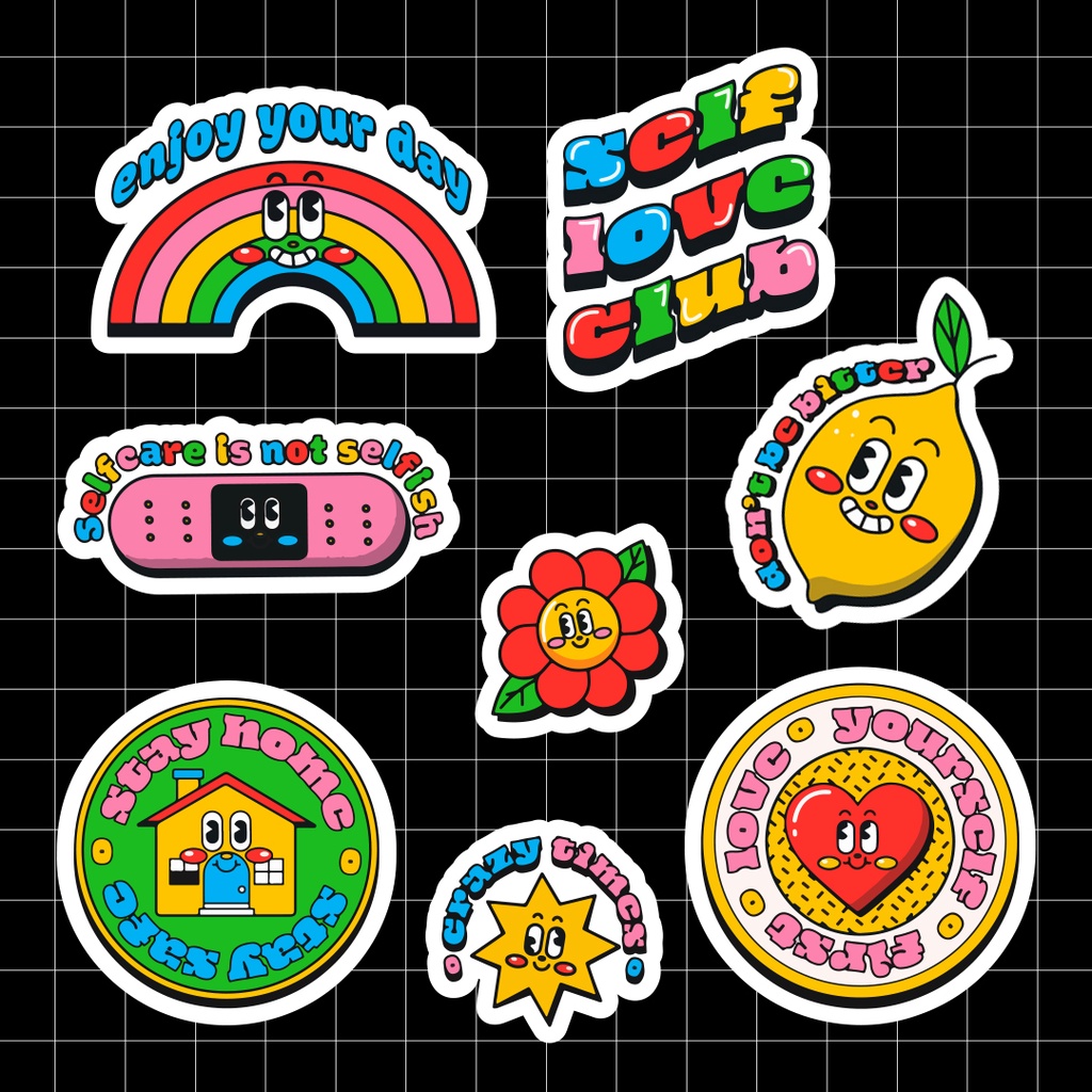 Jual Stiker Rainbow Aesthetic Kartun Lucu Sticker Waterproof Tumblr ...