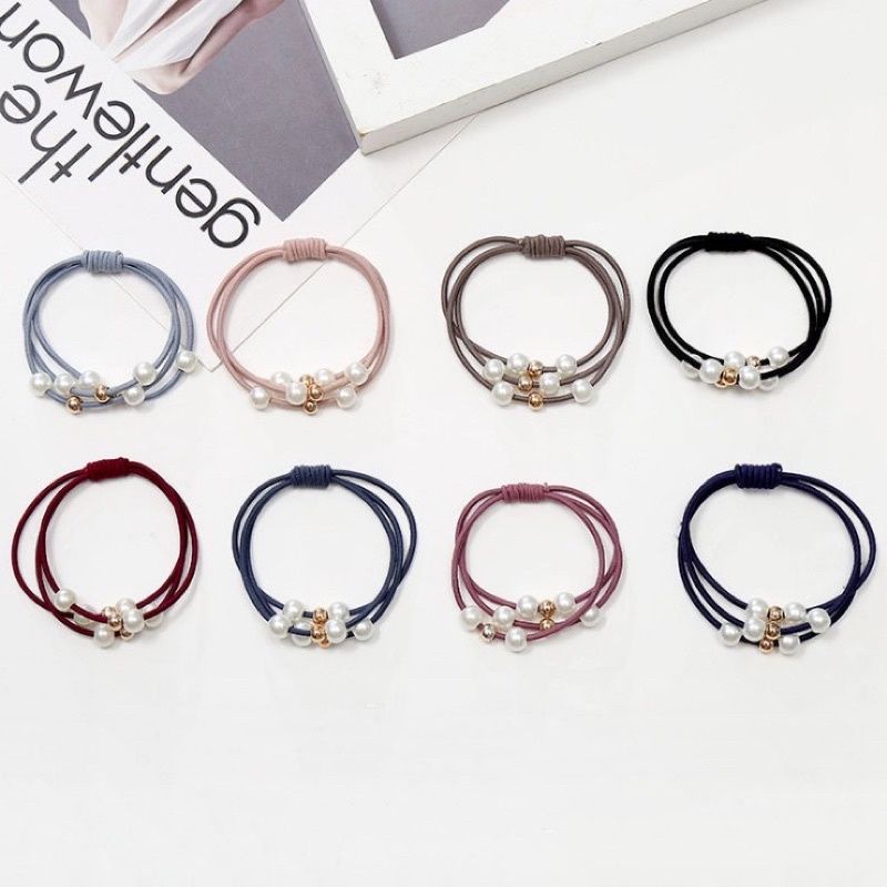 Jual Ikat rambut kuncir karet mutiara ala korea tali rambut | Shopee ...