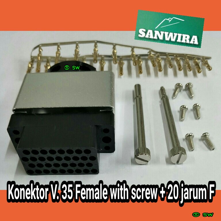 Jual Konektor V.35 Female with screw + 20 pin jarum Female / Connector ...