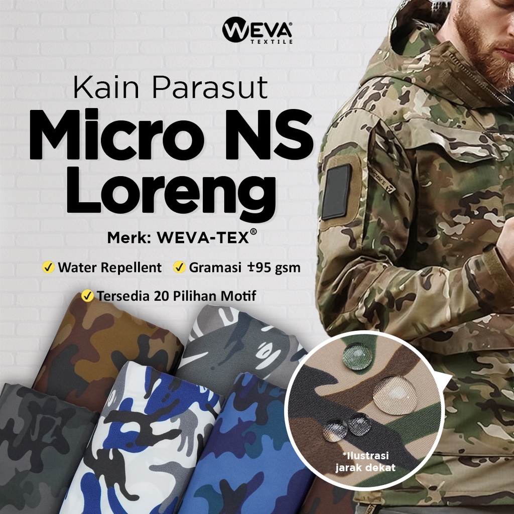 Jual Bahan Kain Jaket Parasut Micro NS Loreng Waterproof Murah | Shopee ...
