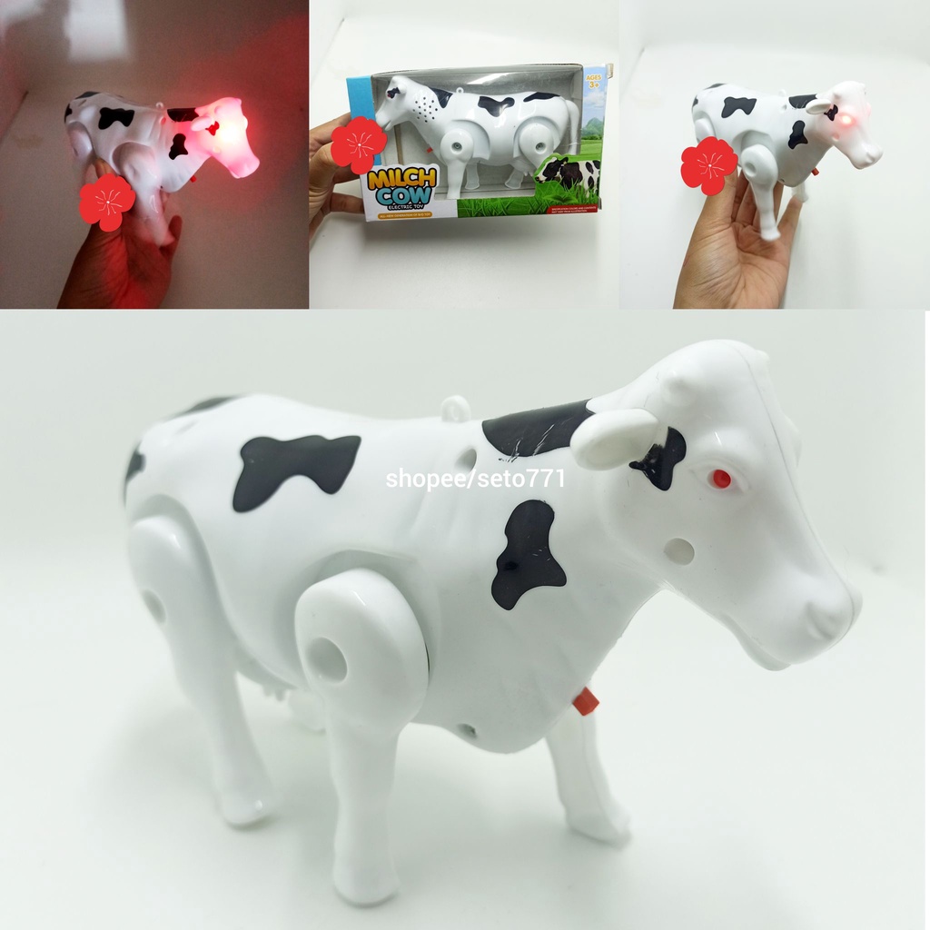 Jual Mainan Anak Sapi Berjalan Batterai Operated Mata Menyala Cow Hewan ...