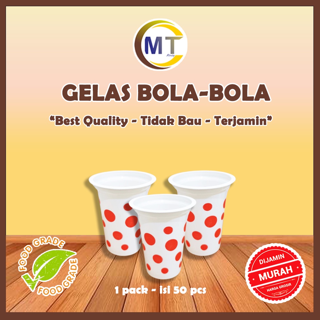 Jual Gelas Bola Bola 220 ml Gelas Polkadot Gelas jasuke Cup Totol Cup ...