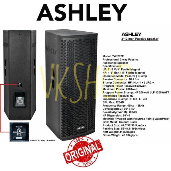 Jual Speaker Pasif 2 x 12 inch Ashley TW212P / TW 212P / TW-212P ...