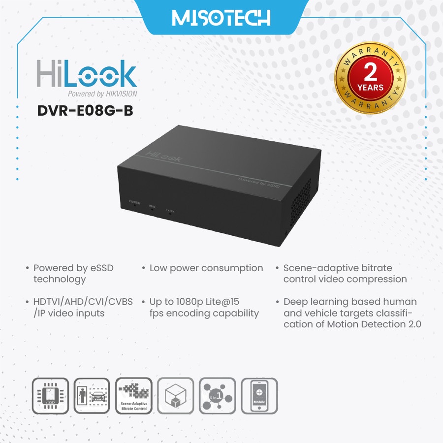 Jual Mini DVR 8 Channel Hilook DVR-E08G-B 2MP 1080P Lite 512GB SSD ...