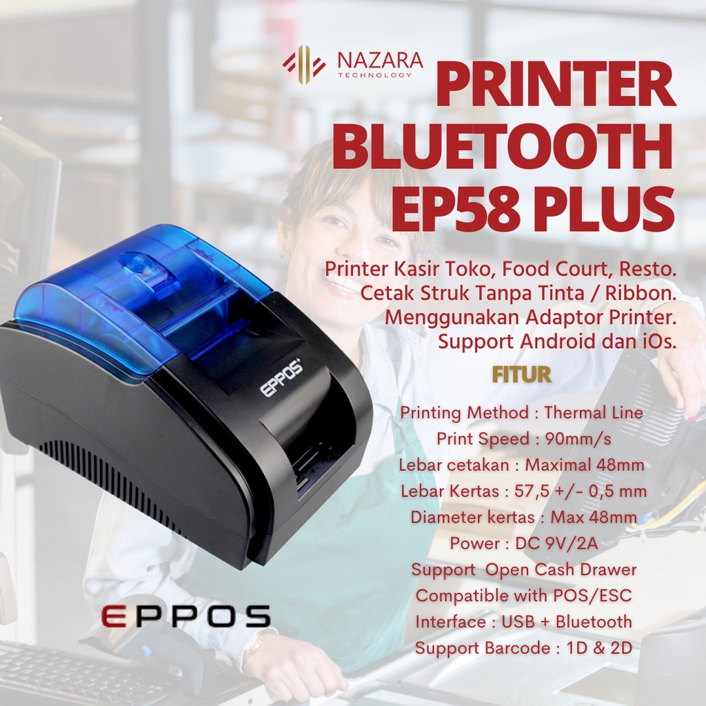 Jual Printer Bluetooth Thermal 58mm EPPOS EP58PLUS | Shopee Indonesia