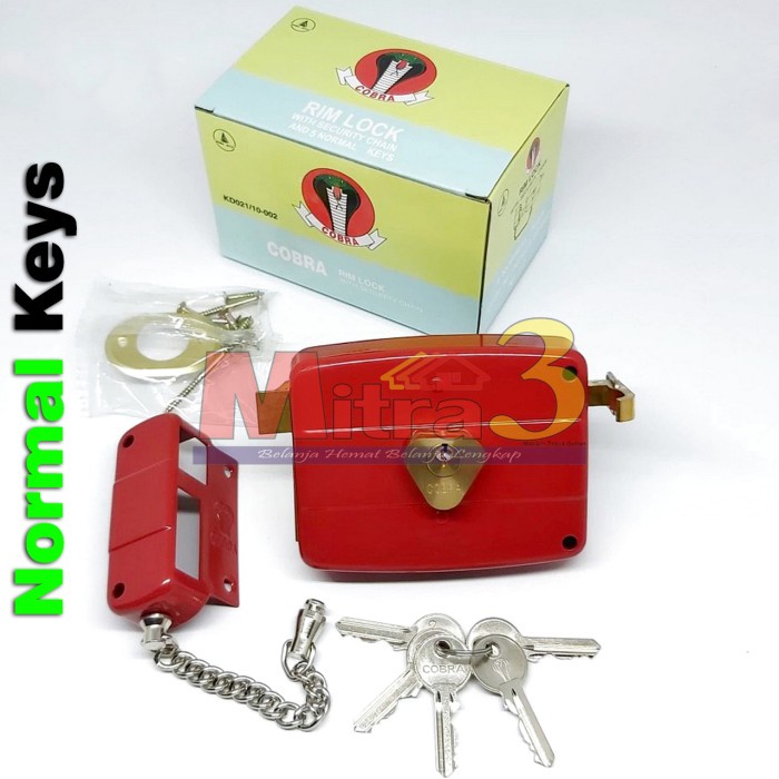 Jual }}}}}}] Kunci Pintu Besi Otomatis COBRA MERAH / Rim Lock Pintu ...