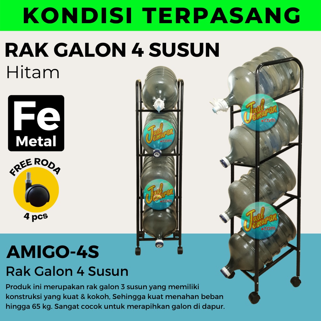 Jual TERPASANG Rak Galon Air Minum Besi 4 Susun / Rak Galon Air Mineral ...