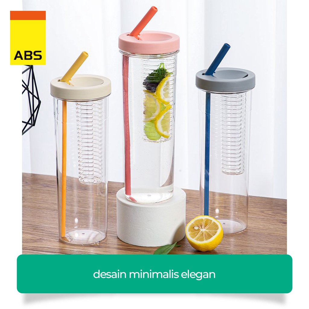 Jual Botol Minum Transparan Infused Water Botol Minum Sedotan Lipat ...