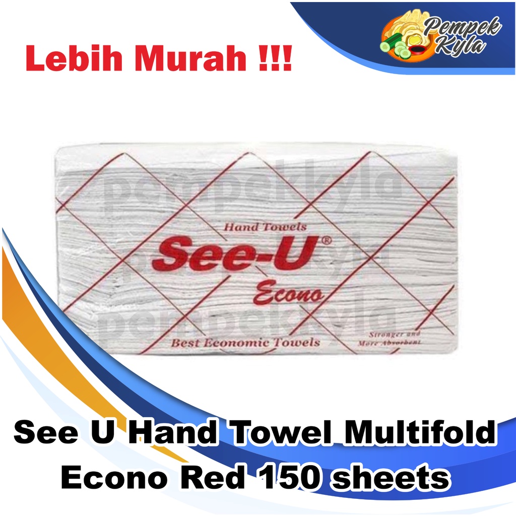 Jual See U Hand Towel Multifold Econo Red 150 Sheets | Shopee Indonesia