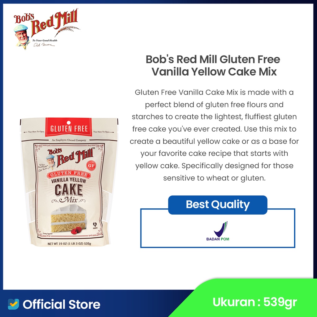 Jual Bob’s Red Mill Gluten Free Vanilla Yellow Cake Mix 539 gr (premix instant) | Shopee Indonesia